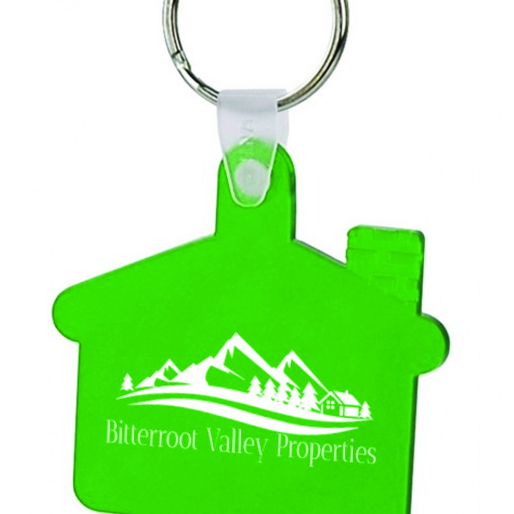 Custom Logo House shaped soft squeezable key tag. House Shape - CLK5475