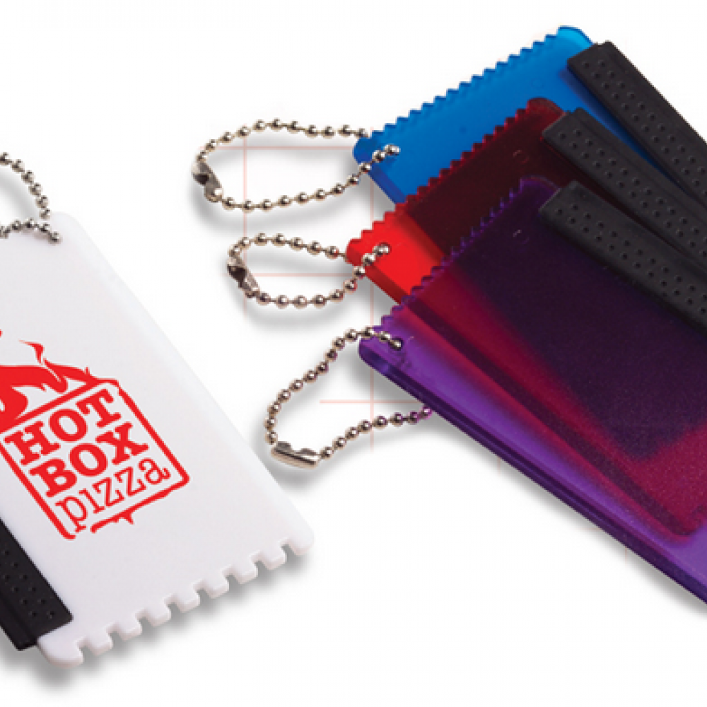 Custom Logo Mini Ice Scraper Keychain w/ Squeegee