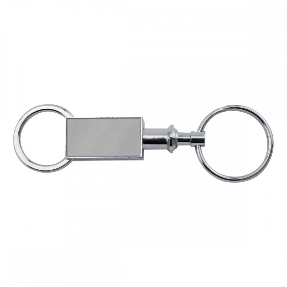Custom Logo Rectangular Valet Pull-Apart/ Pull-n-Twist Metal Keychain