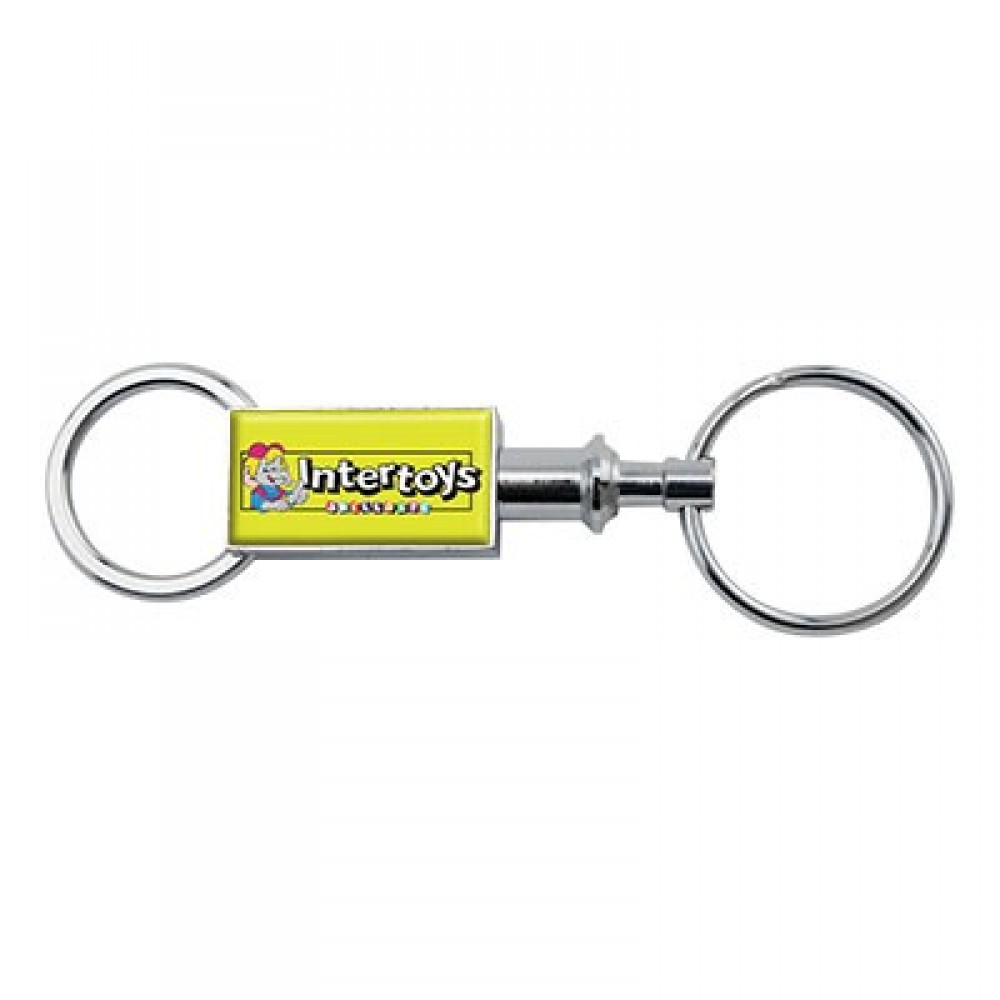Custom Logo Rectangular Valet Pull-Apart/ Pull-n-Twist Metal Keychain