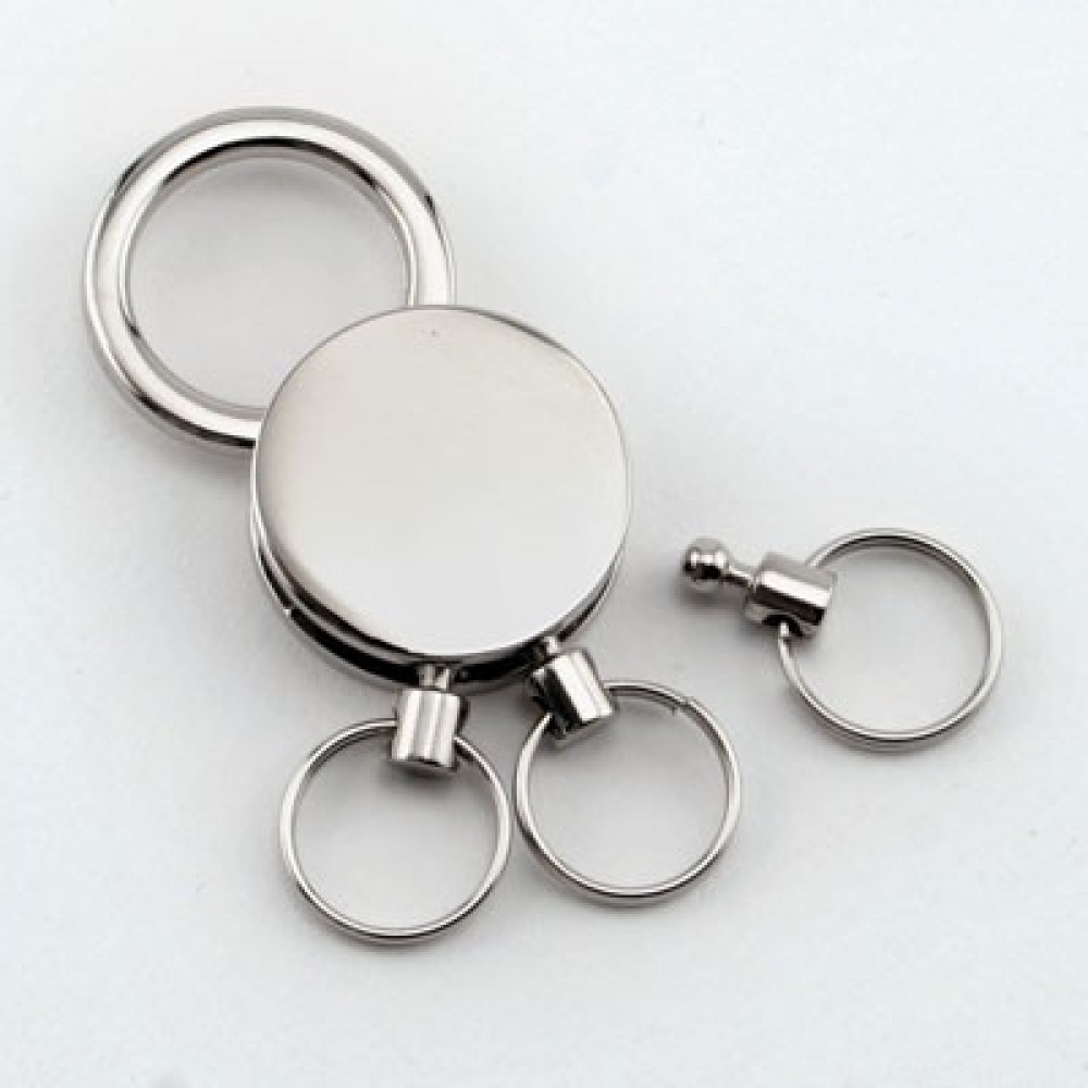 Custom Logo Circular Valet Pull-Apart/ Pull-n-Twist Metal Keychain w/ 4 ...