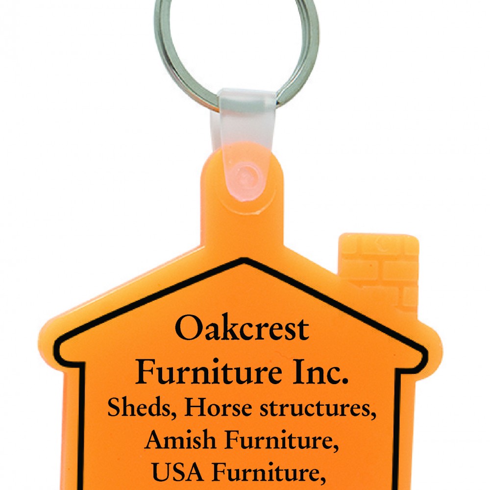 Custom Logo House shaped soft squeezable key tag. House Shape - CLK5475