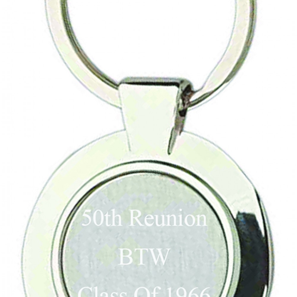 Custom Logo Sterling Silver Plated Circle Keyring