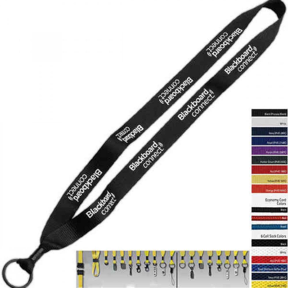 Custom Logo 3/4" Polyester Lanyard w/ Metal Crimp & Split-Ring