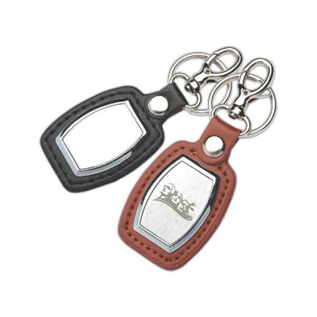 Custom Logo Leatherette/Metal Key Tag w/Clasp