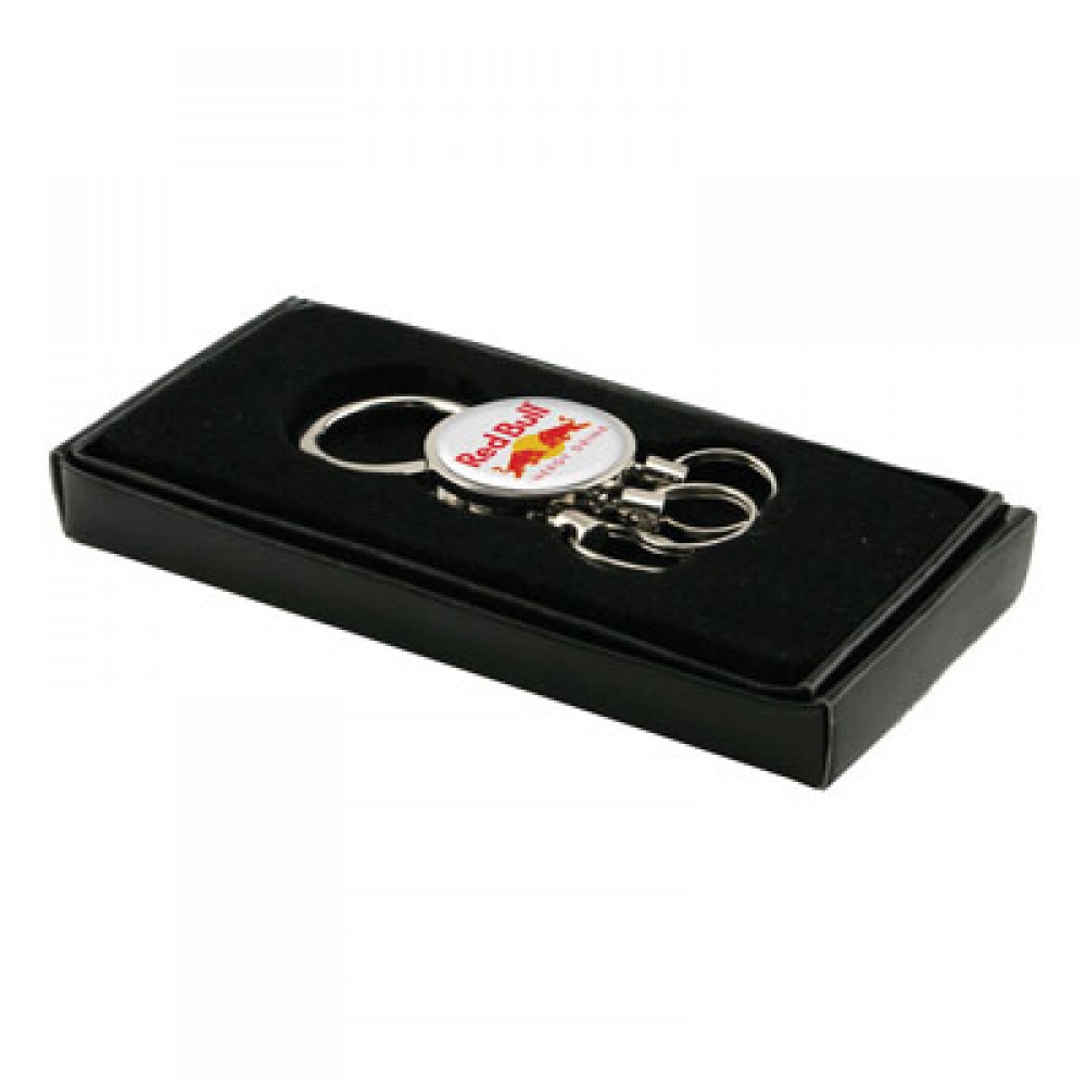 Custom Logo Circular Valet Pull-Apart/ Pull-n-Twist Metal Keychain w/ 4 ...