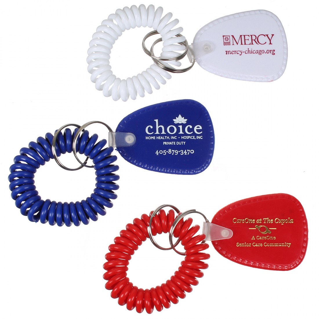 Custom Logo Coil Keychain Bracelet . Coil Wristband Keyrings - CLK11375