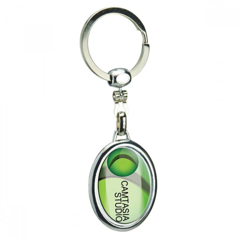 Custom Logo Oval Die Cast Metal Domed Key Tag