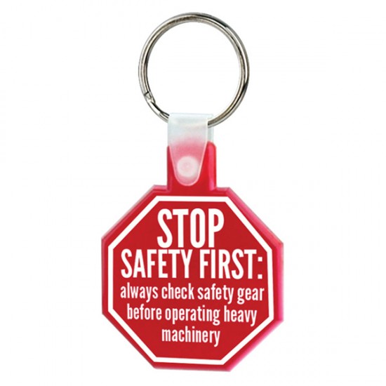 Custom Logo Stop Sign - Soft squeezable key tags. - CLK5495