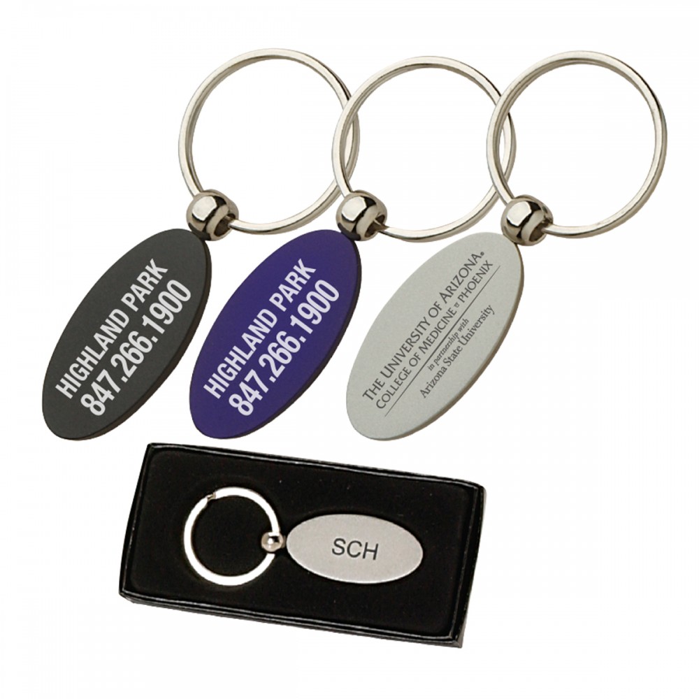 Custom Logo Anodized Aluminum Oval Keyring - CLK6045